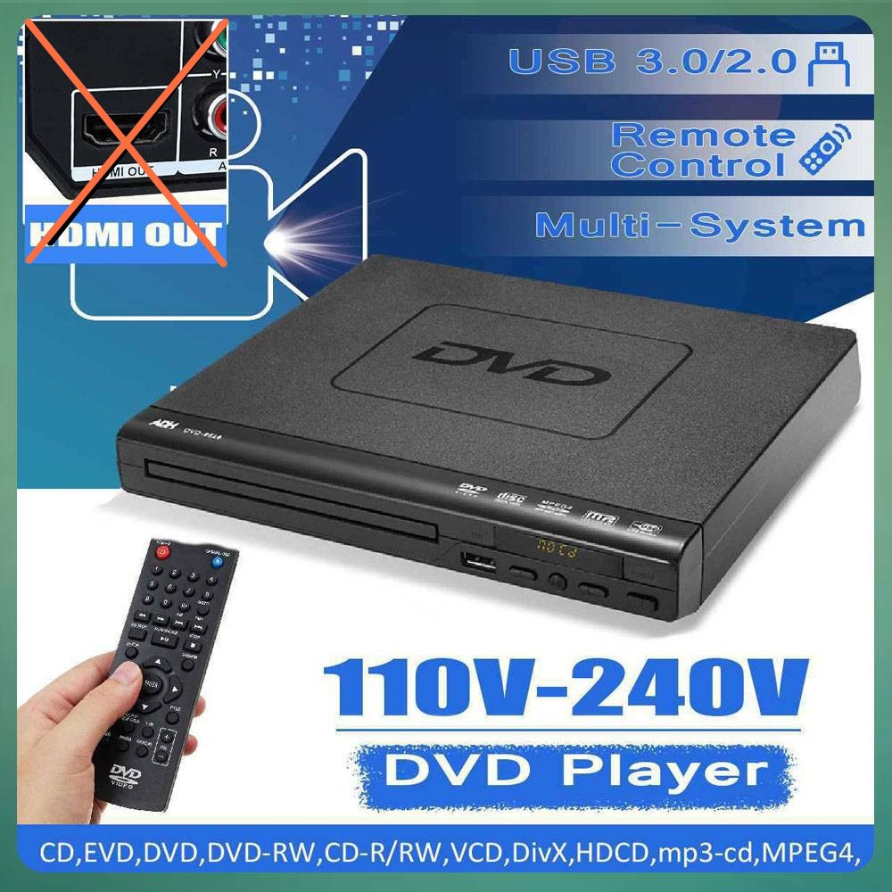 DVD Player With USB/CD/EVD/DVD-RW/VCD/MP3/MP4 Portable HD Multi ...