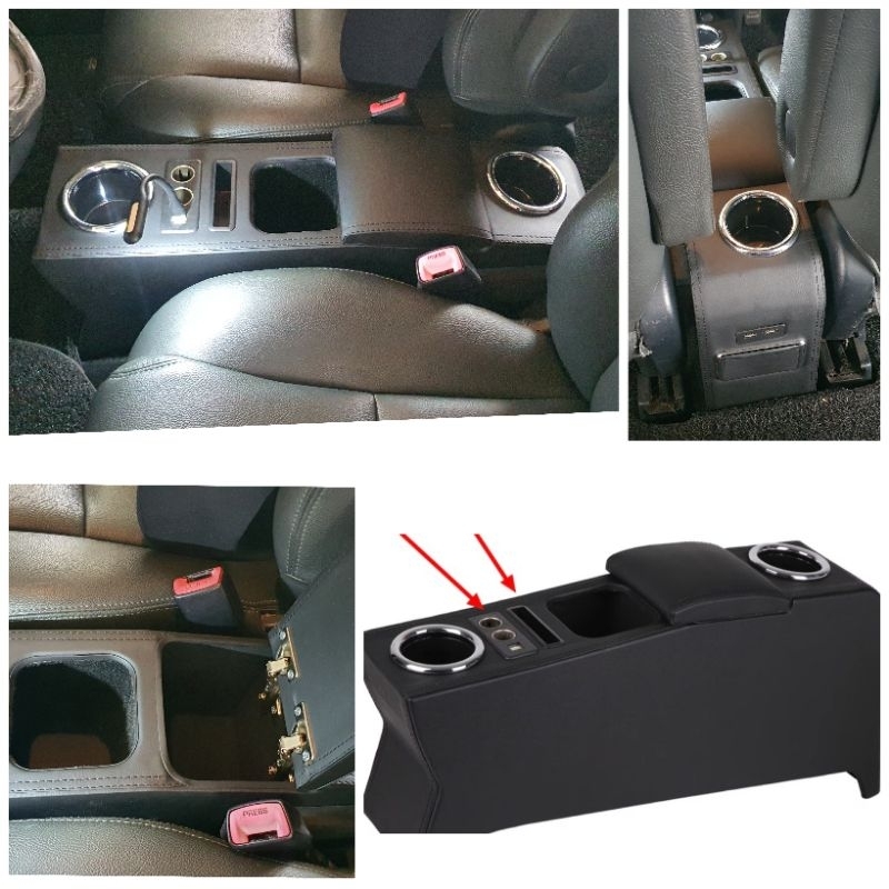 Car center console box storage compartment with front/rear USB charging ...