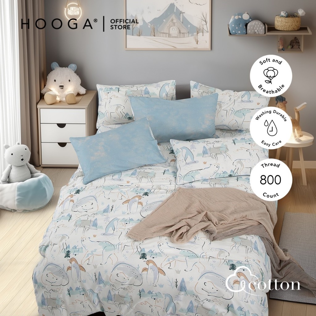 (4 NEW COLOURS) Hooga Tots THEO 800TC Cotton Bedsheet Set | Fitted ...