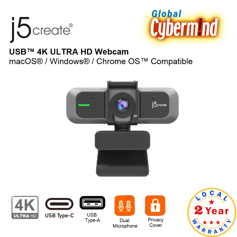 (Anniversary Sale) J5CREATE JVU430 USB™ 4K ULTRA HD Webcam macOS ...