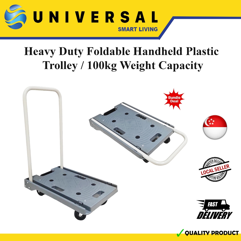 [SG SHOP SELLER] Heavy Duty Foldable Handheld Plastic Trolley / 100kg ...