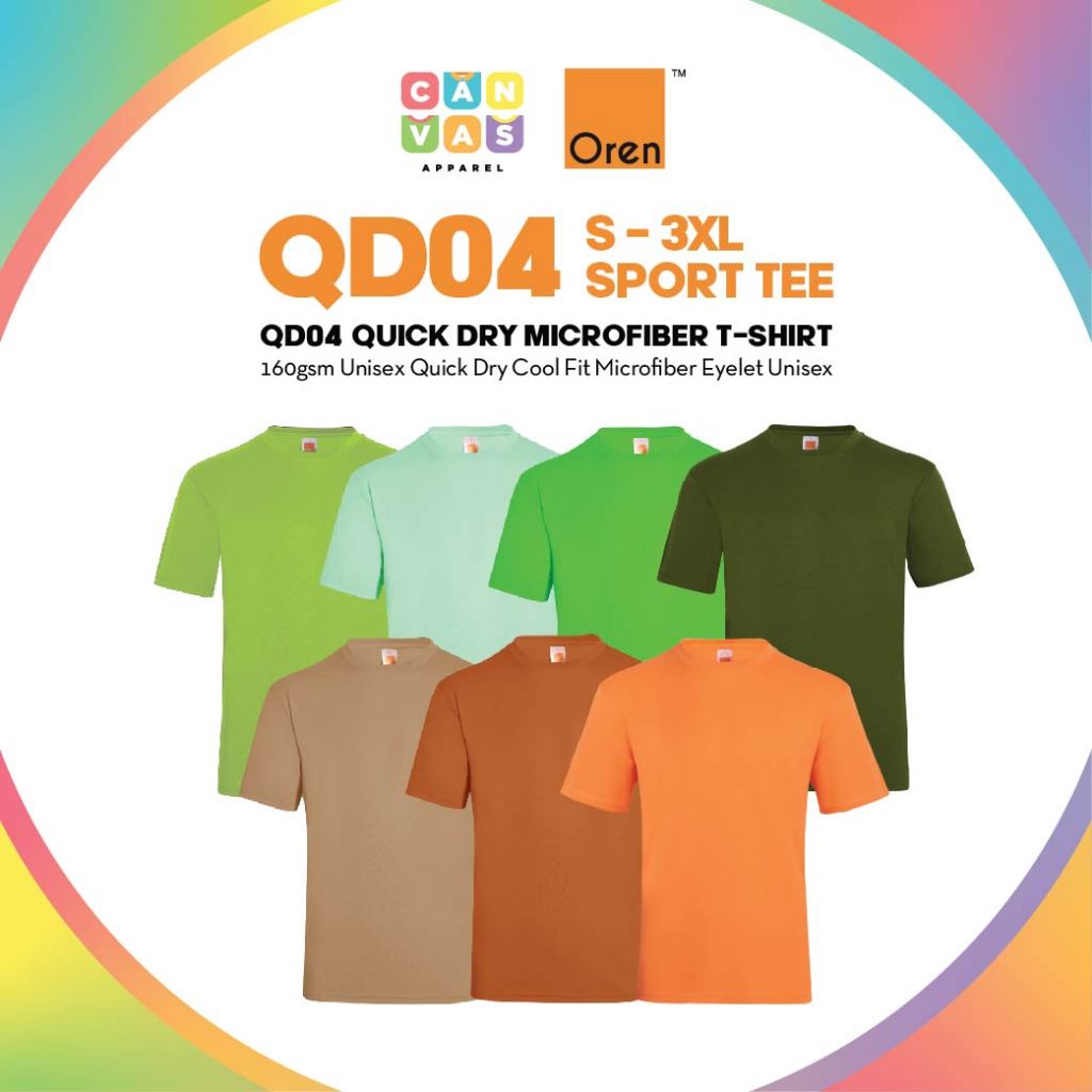 CANVAS x OREN SPORT Tshirt Jersey Plain Microfiber Unisex Quick Dry ...