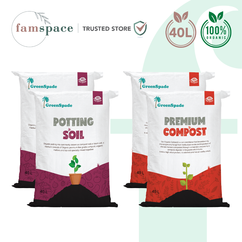 [Bundle Pack] FS - Green Spade - Organic Potting Soil 40L x2 + Compost ...