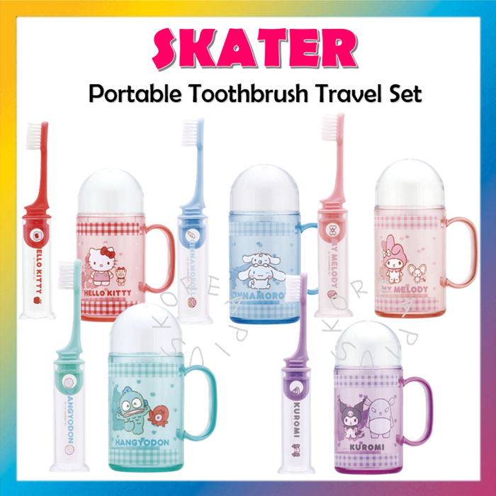 [SKATER] Portable Toothbrush Travel Set TRKS1(Kitty Kuromi MyMelody Cinnamoroll Hangyodon ...