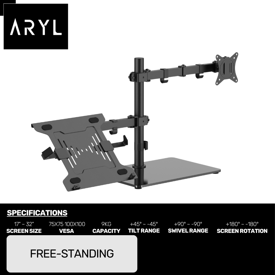 the Aryl™ Premium Monitor Steel Articulating Monitor Stand with Laptop ...