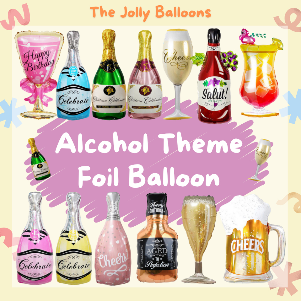 SG READY STOCK/ Alcohol Theme Foil Balloon/ Wineglass Balloon/ Beer ...