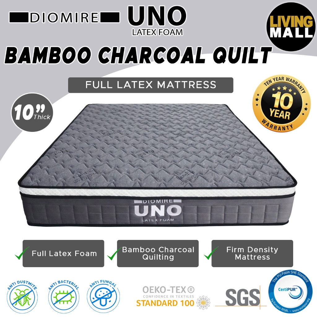Living Mall Diomire UNO 10" Mattress - Full Latex Foam w/ Bamboo ...