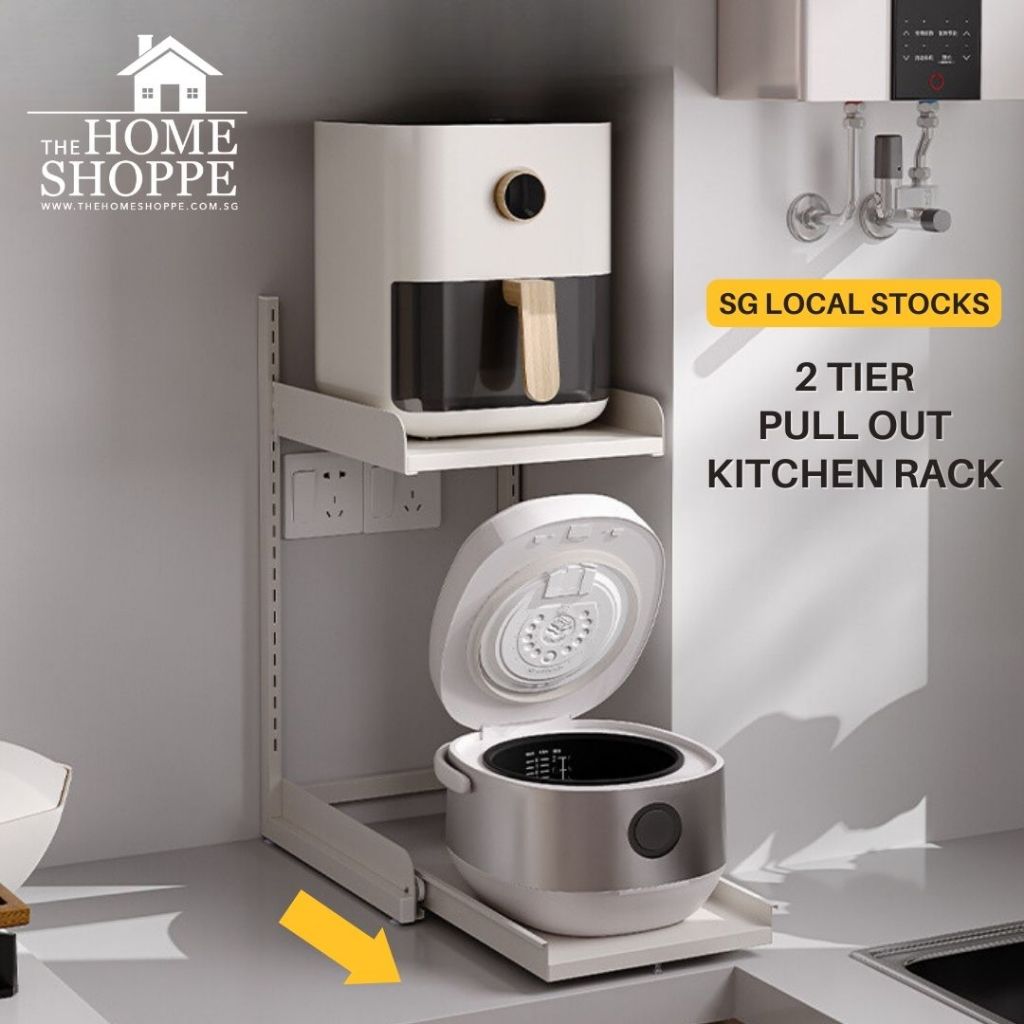 SG Pull-out 2 Tier Kitchen Counter Top Condiment Storage Rack Rice ...
