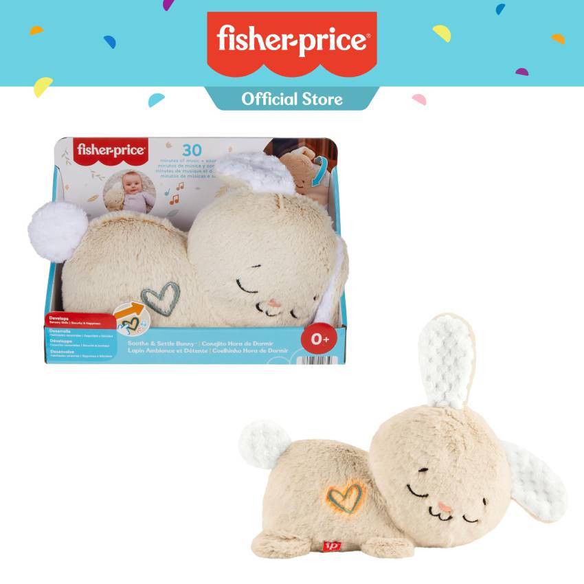 Fisher-Price Soothe & Settle Bunny Plush Baby Toy & Customizable Sound ...