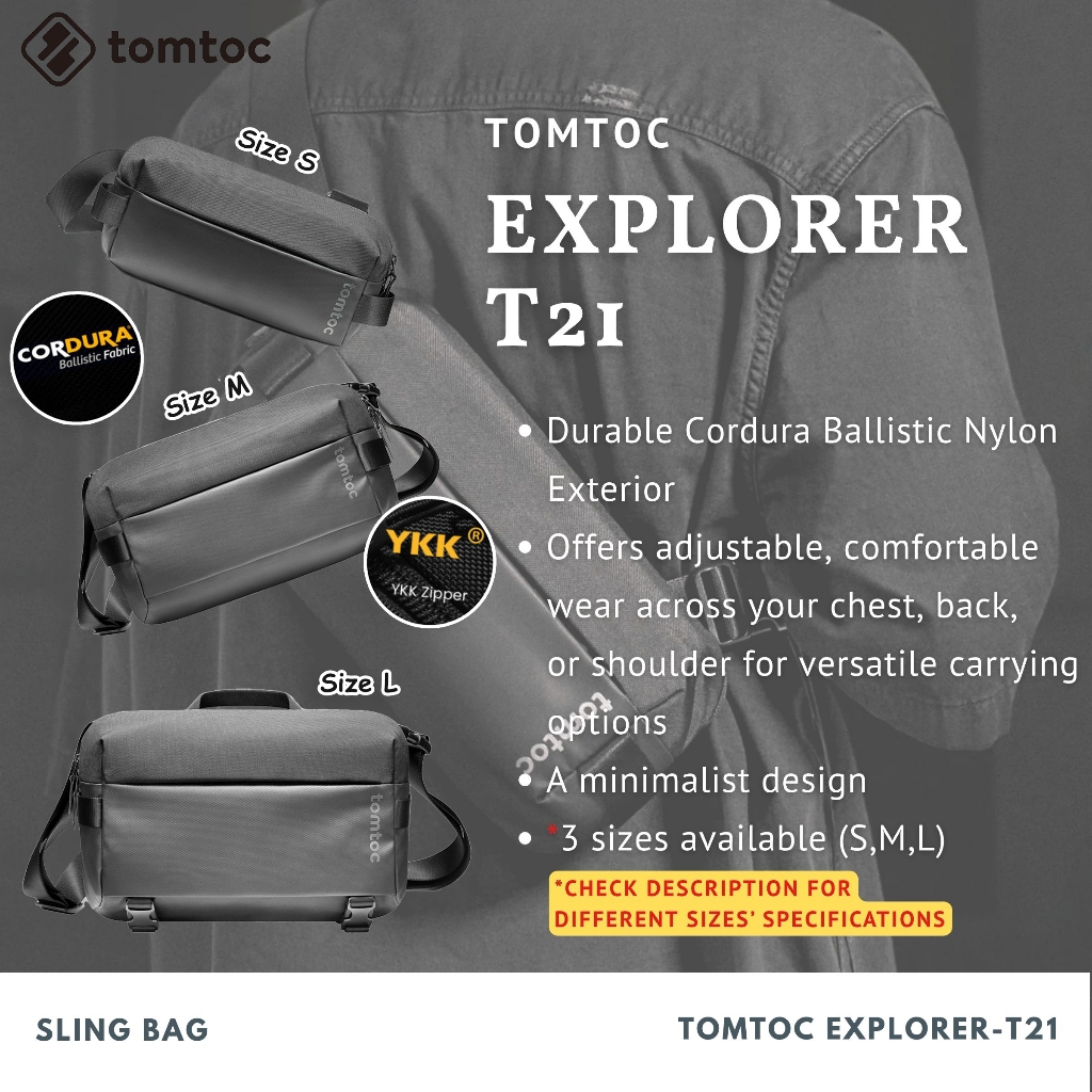 Tomtoc Explorer-T21 Sling Bag | Chest Bag | Crossbody Bag | Shopee ...
