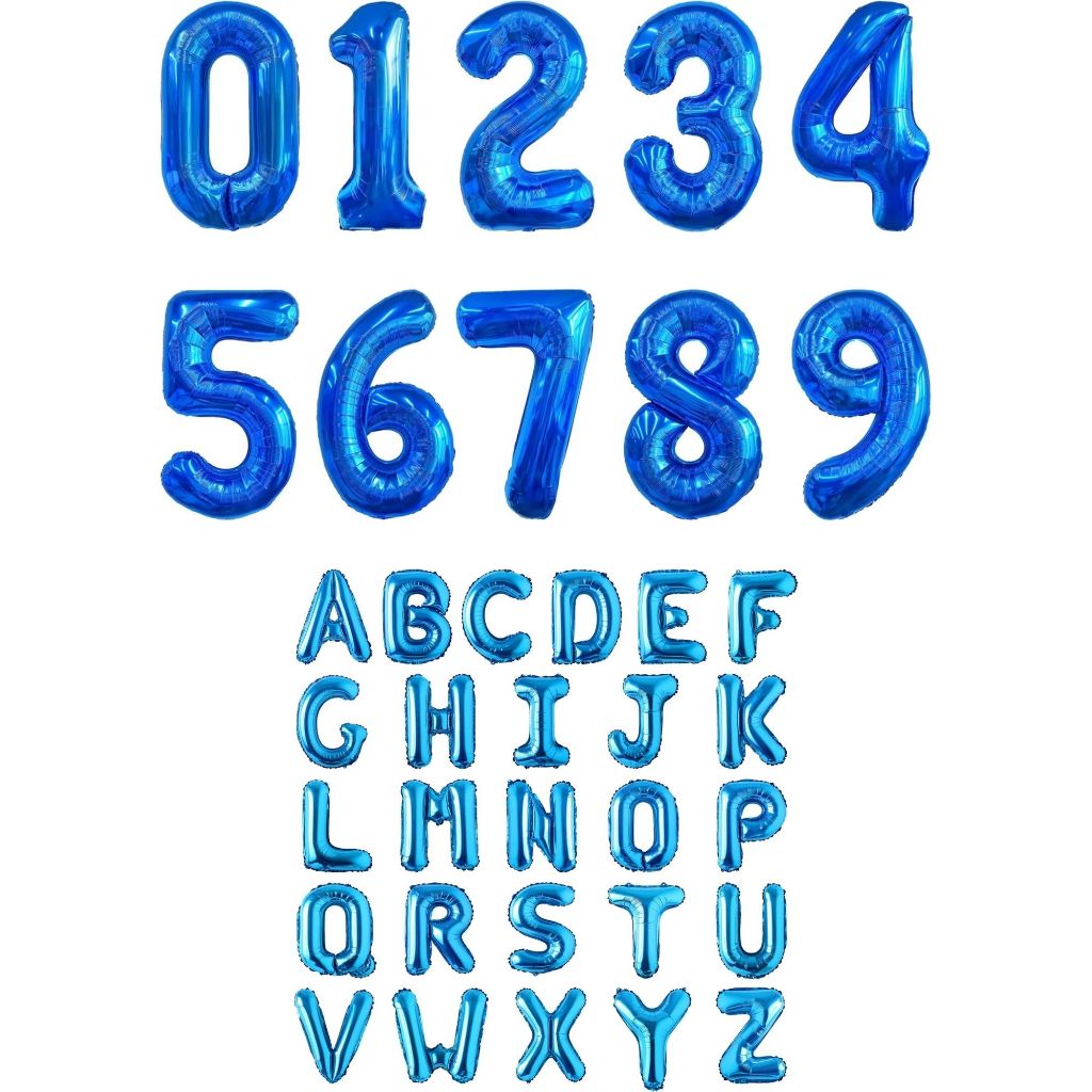 (SG SELLER) Blue Letter Number Alphabet Foil Balloons 32inch 16inch ...