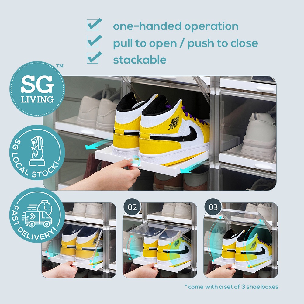 (SG Ready Stock) Drawer Type Push-Pull Shoe Box | Stackable Shoe ...