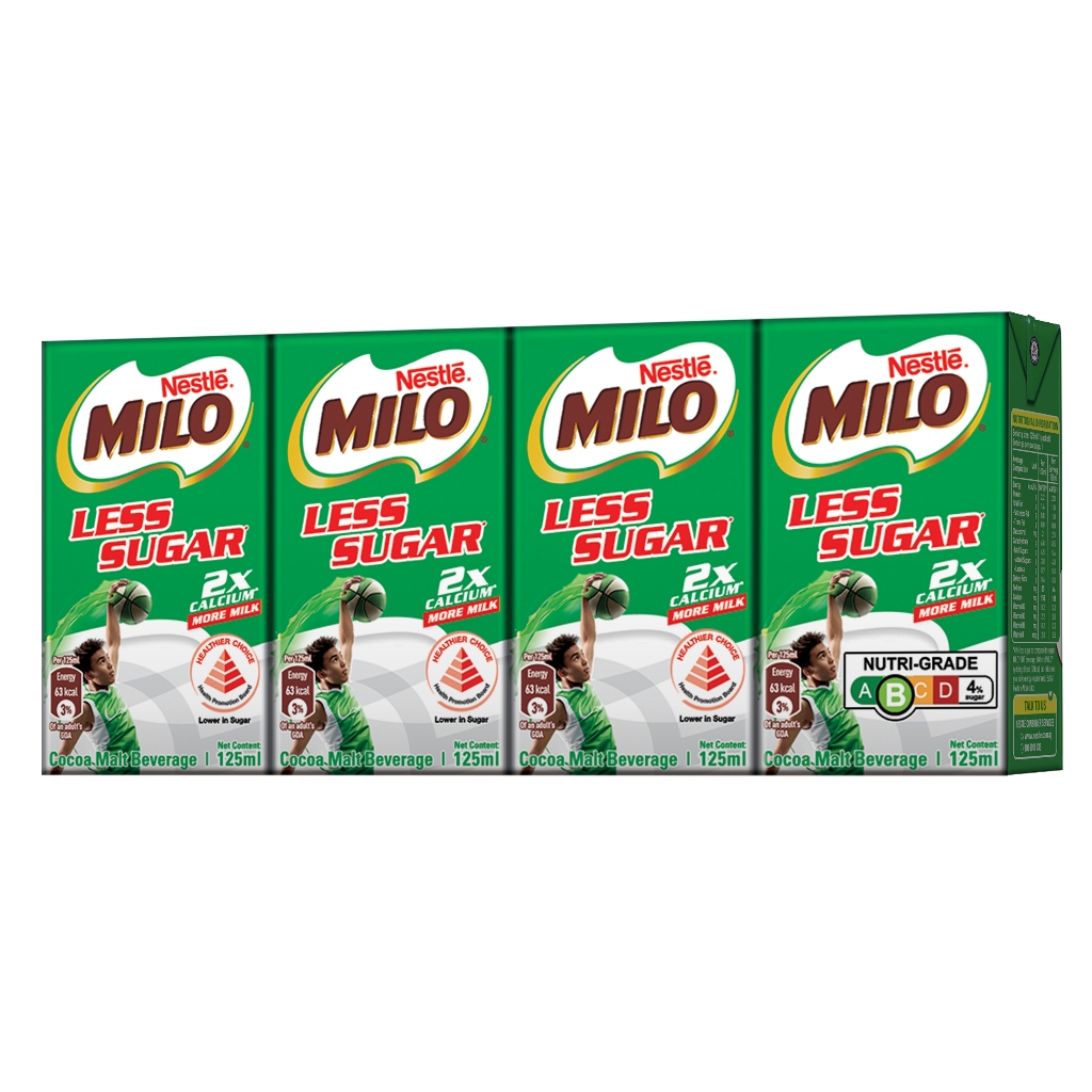 MILO UHT Less Sugar Chocolate Malted Milk 4 x 125ml | Shopee Singapore