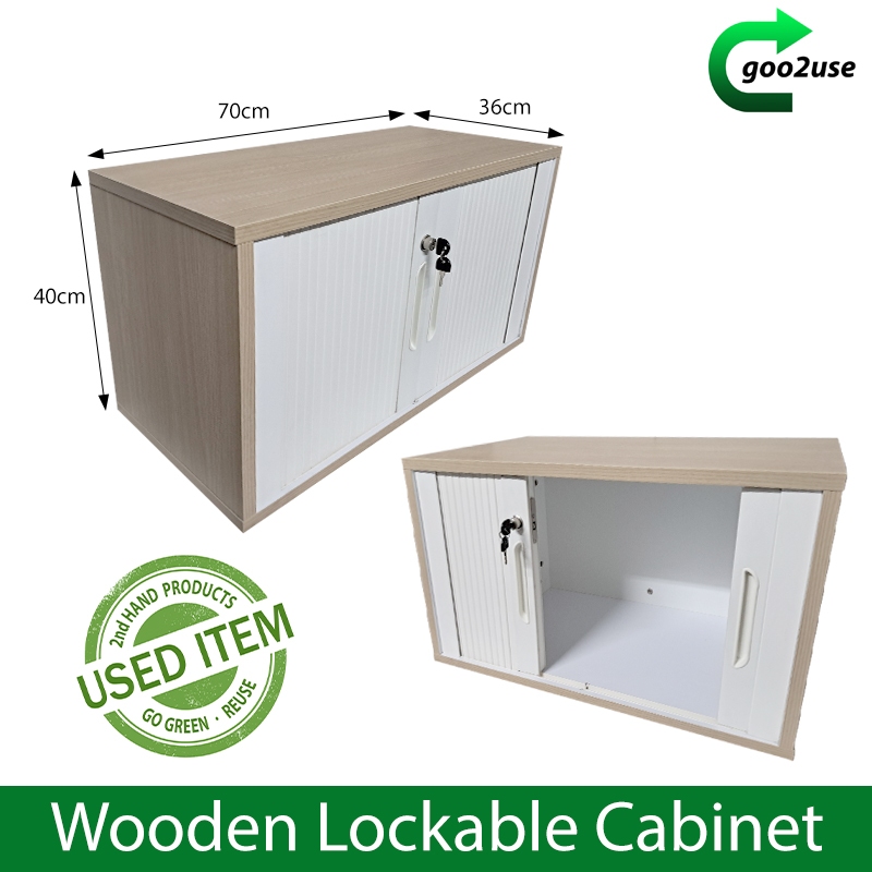 [FREE DELIVERY] Wooden Lockable Storage Cabinet with Sliding Doors ...