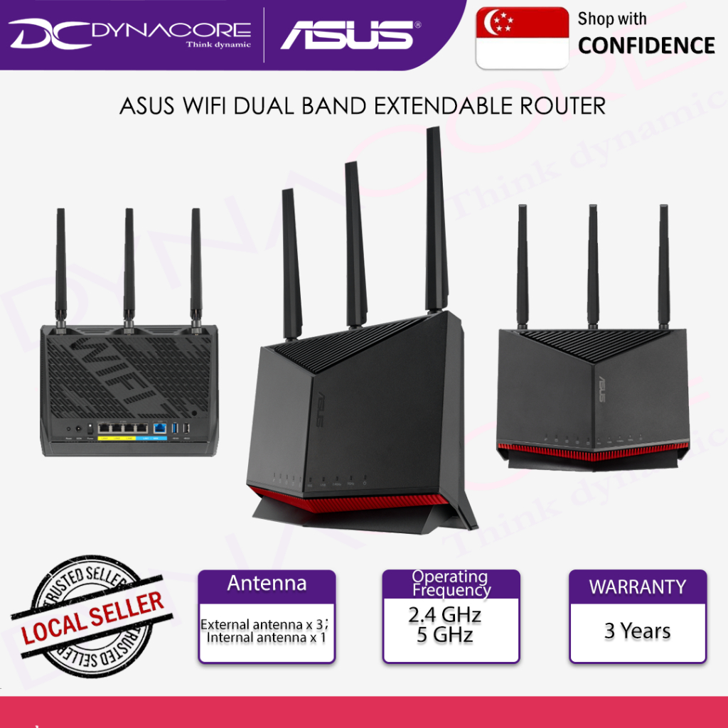 【24-Hr Delivery*】ASUS RT-BE86U WIFI 7 BE6800 DUAL BAND EXTENDABLE ...