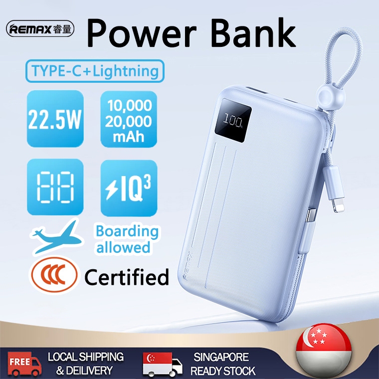 【READY STOCK】3C Power Bank Portable Charger 22.5w Powerbank Fast Charging With Charging Cable ...