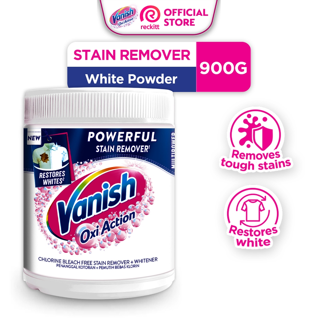 Vanish Stain Remover Detergent Powder White Oxi Action (900g) | Shopee ...