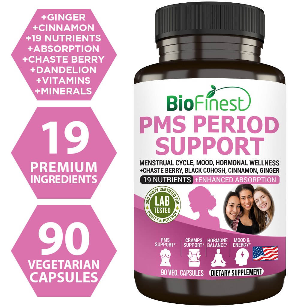 Biofinest PMS Period Support Supplement - Vitamins Menstrual Cycle Mood ...