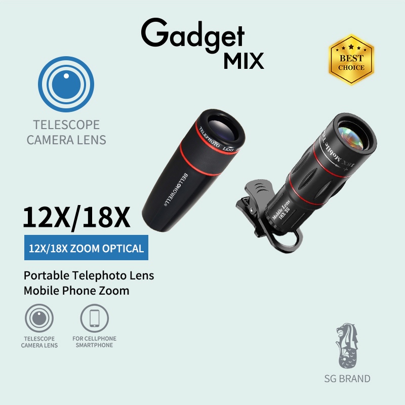 Gadget MIX Universal 12X/18X Zoom Optical Clip Mobile Phone/ Telescope ...