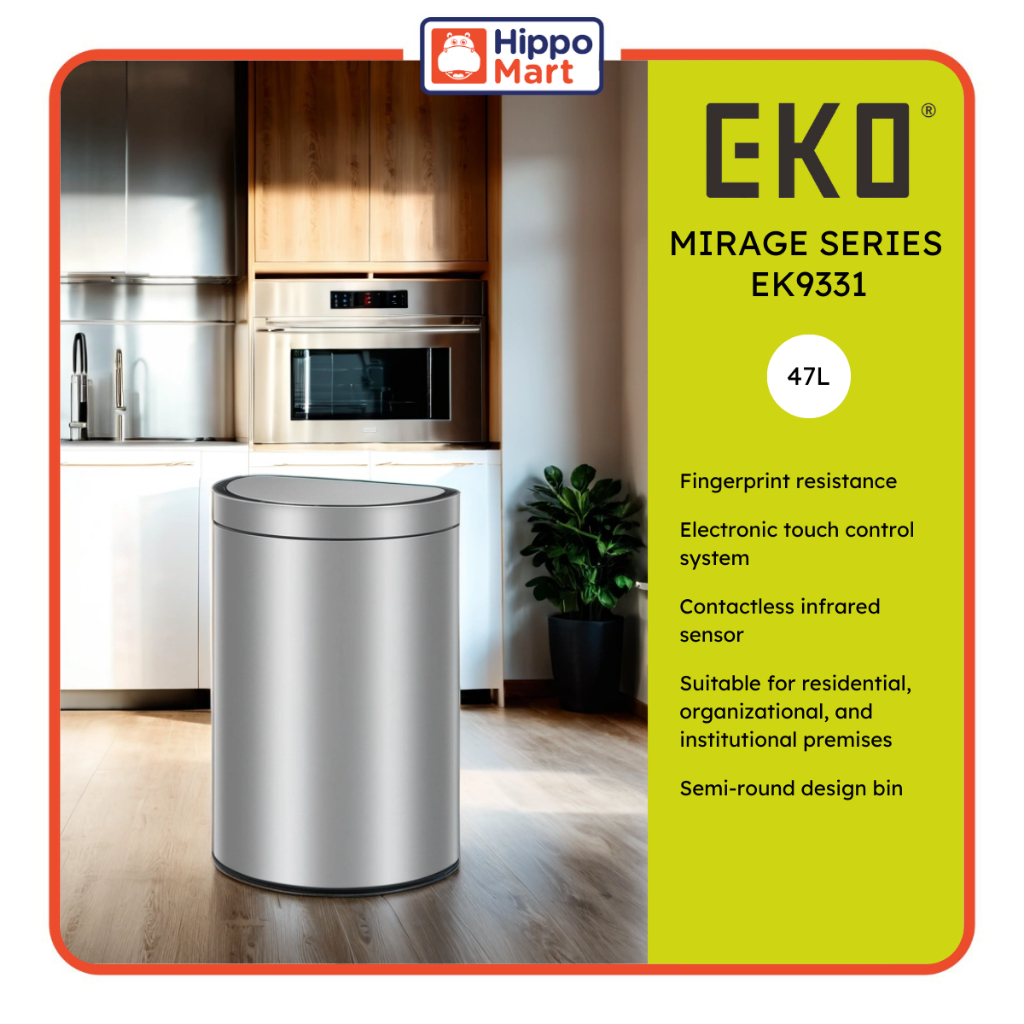 EKO Dustbin | Mirage | Sensor Bin | 47L | EK9331 | Trash Bin | Waste Bin | Stainless Steel Bin ...