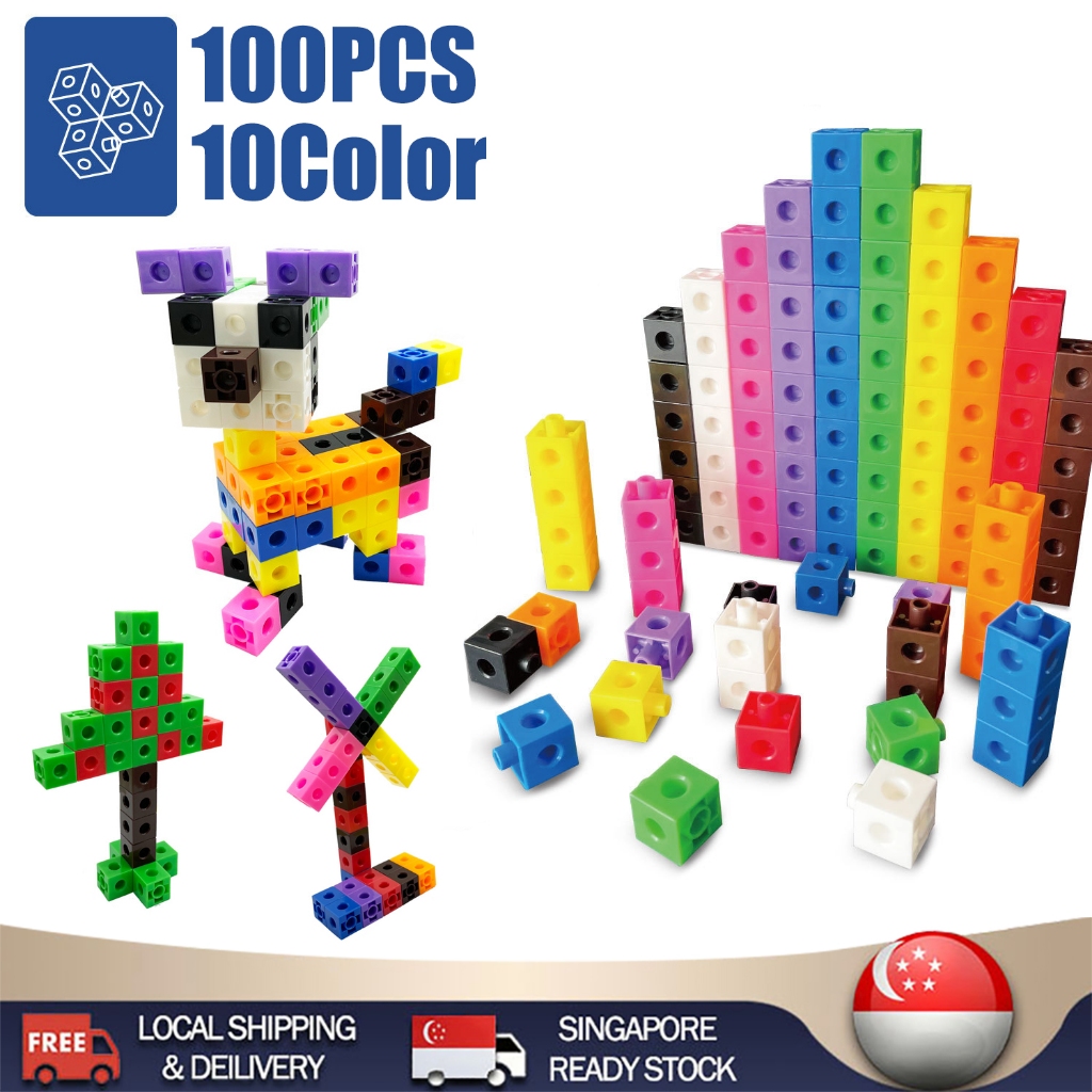 【READY STOCK】100pcs 10color Building Blocks Counting Math Cubes Steam ...