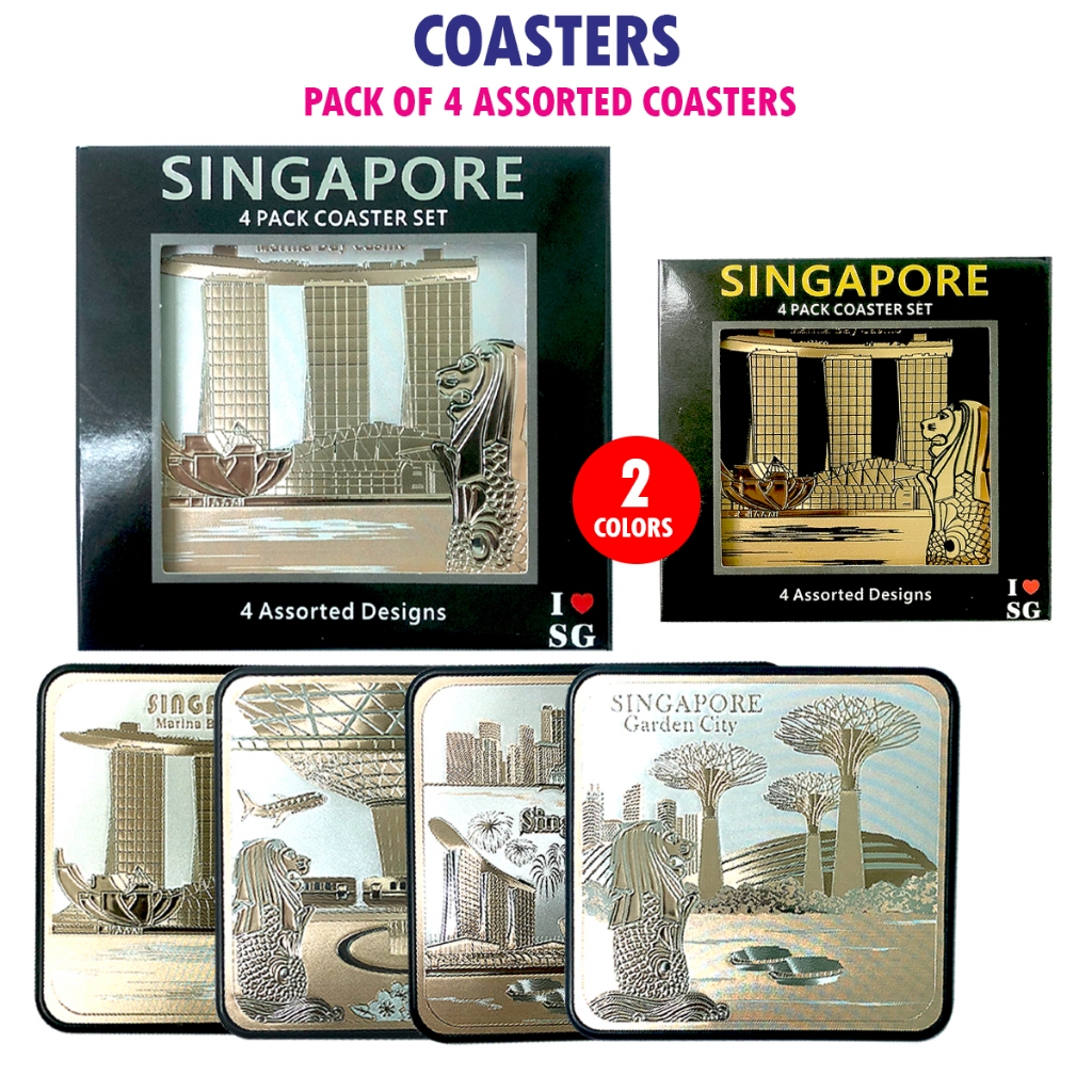 [SG Ready Stock] Cup Coaster 4pcs Set*Singapore Souvenir | Shopee Singapore