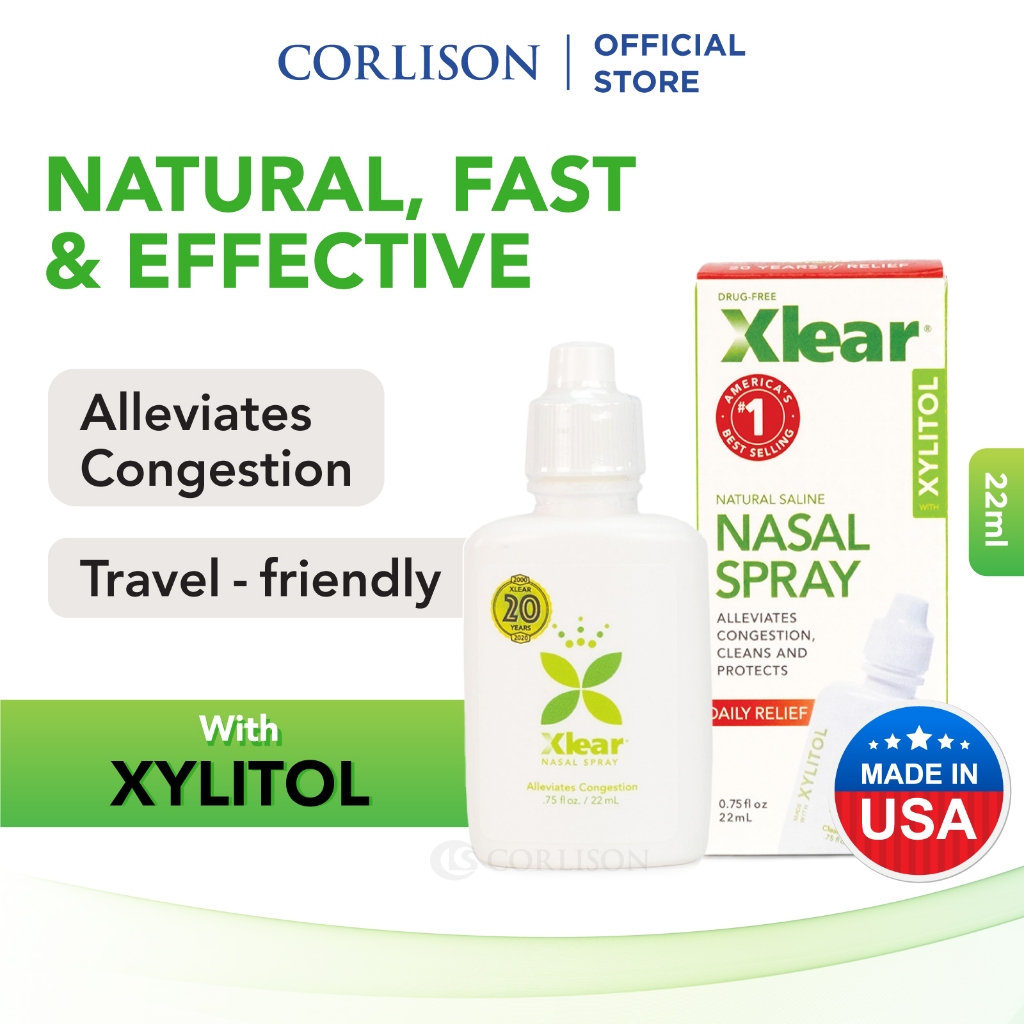 Xlear Natural Saline Sinus Nasal Spray with Xylitol 22ml (0.75 Fl Oz ...