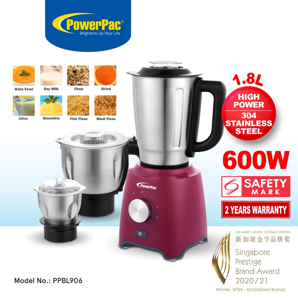 PowerPac High Power Blender, 3 IN 1 Multi-functional Stainless Steel ...