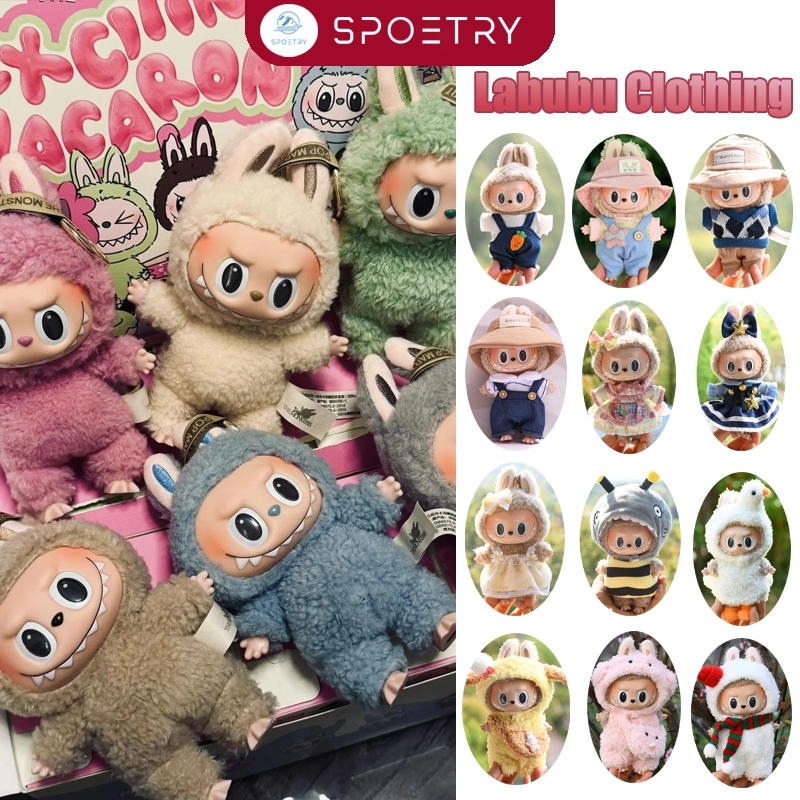 Labubu Clothes Hat Set for 17cm Labubu V1/ V2 Macaron doll Clothes ...