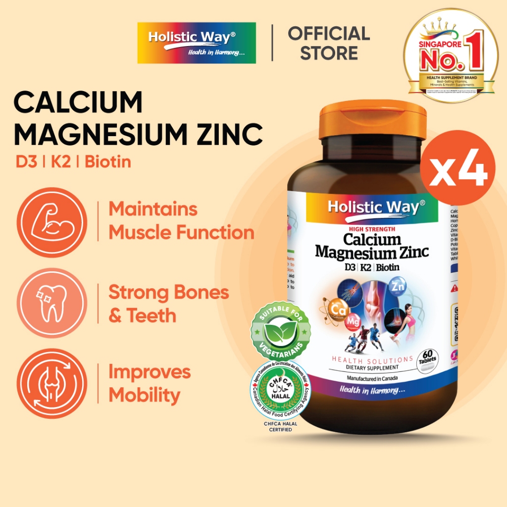 [Bundle of 4] Holistic Way High Strength Calcium Magnesium Zinc - Halal ...
