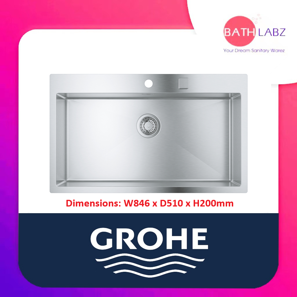 GROHE 31584SD1 K800 84.6CM SINGLE BOWL STAINLESS STEEL KITCHEN SINK ...