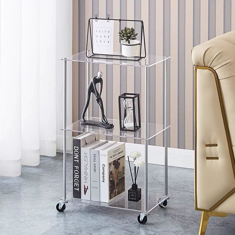 Wheels With Rack Living Shelf Storage Display Acrylic And Frame Room ...