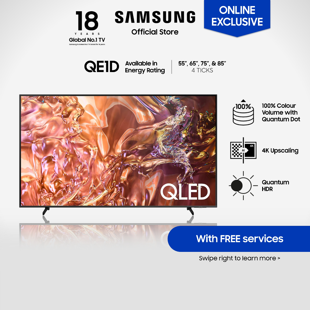 Samsung QLED QE1D 4K Smart TV (2024) [Online Exclusive] | Shopee Singapore