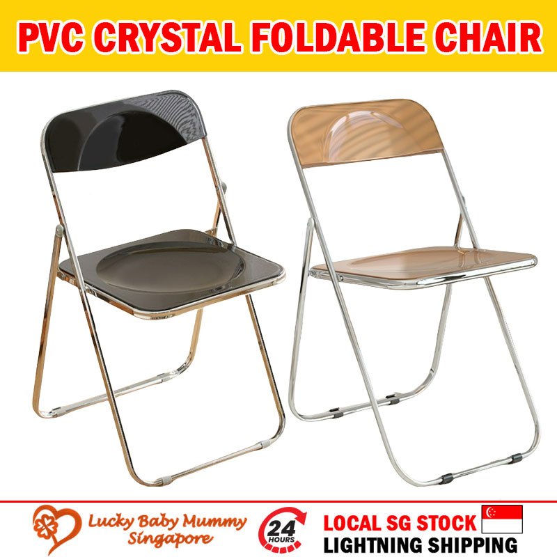 PVC Transparent Crystal Foldable Chair Acrylic Lightweight Minimalist ...