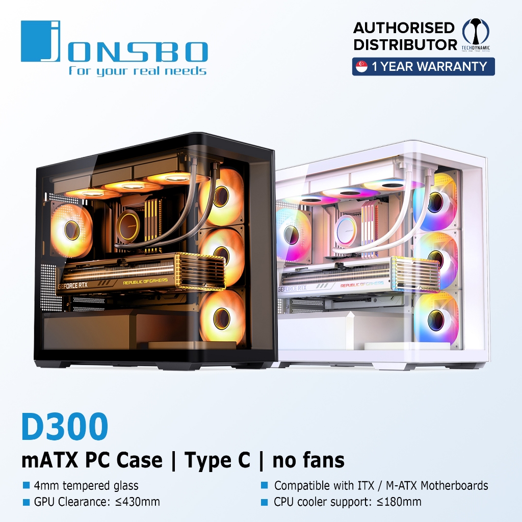 JONSBO D300 Computer Case, Black / White | Shopee Singapore