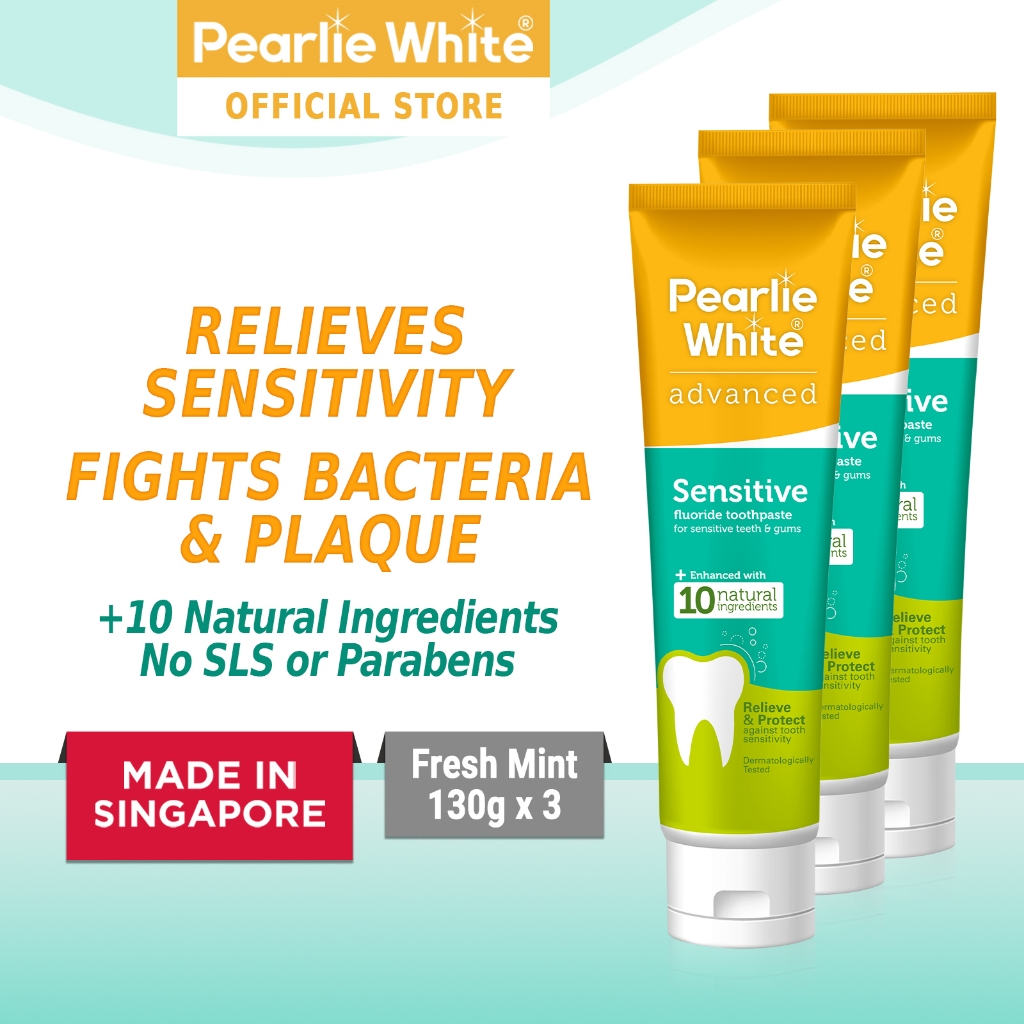 [Bundle of 3] Pearlie White Advanced Sensitive Fluoride Toothpaste 130g ...