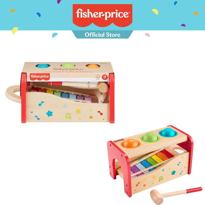 Fisher-Price Wooden Pound & Tap Bench Xylophone Toddler Musical ...