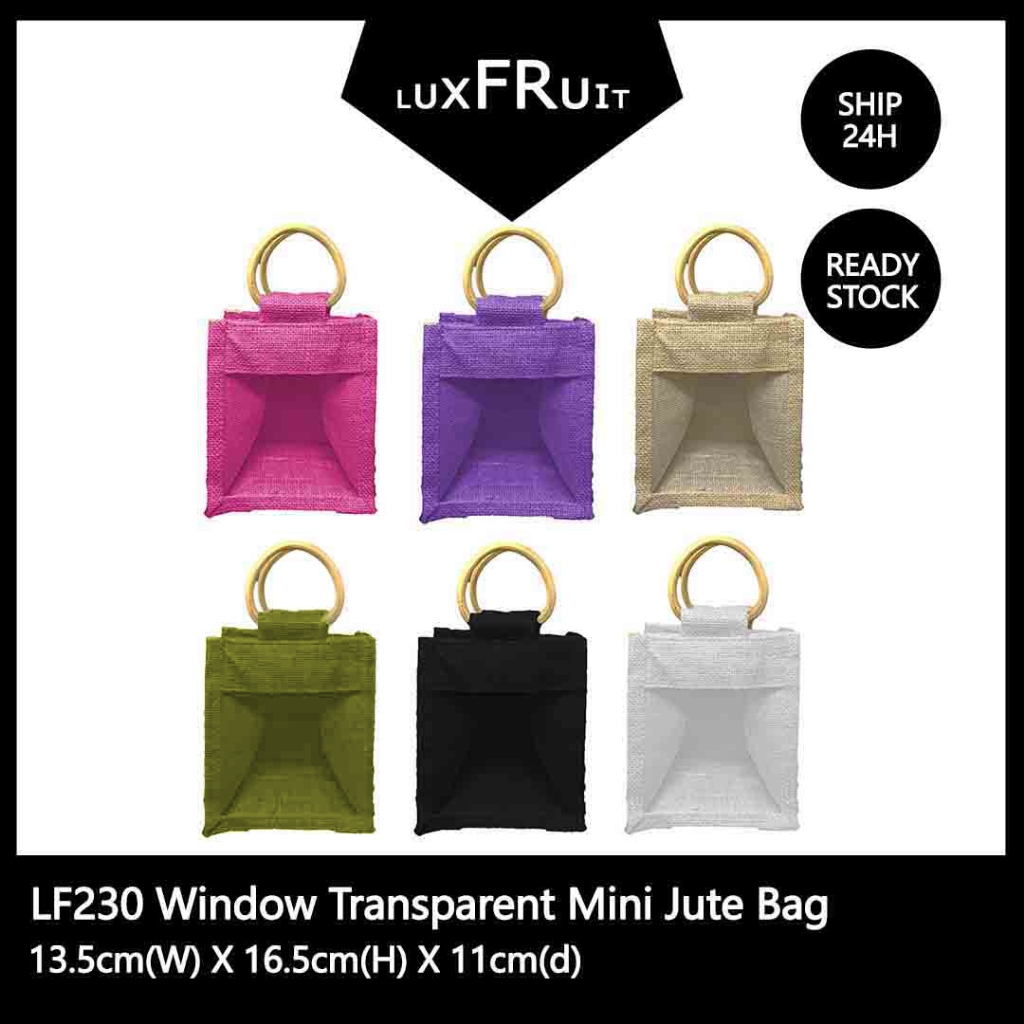 Mini Jute Bag With Transparent Front Wooden Handle Mini Size - LF230 ...