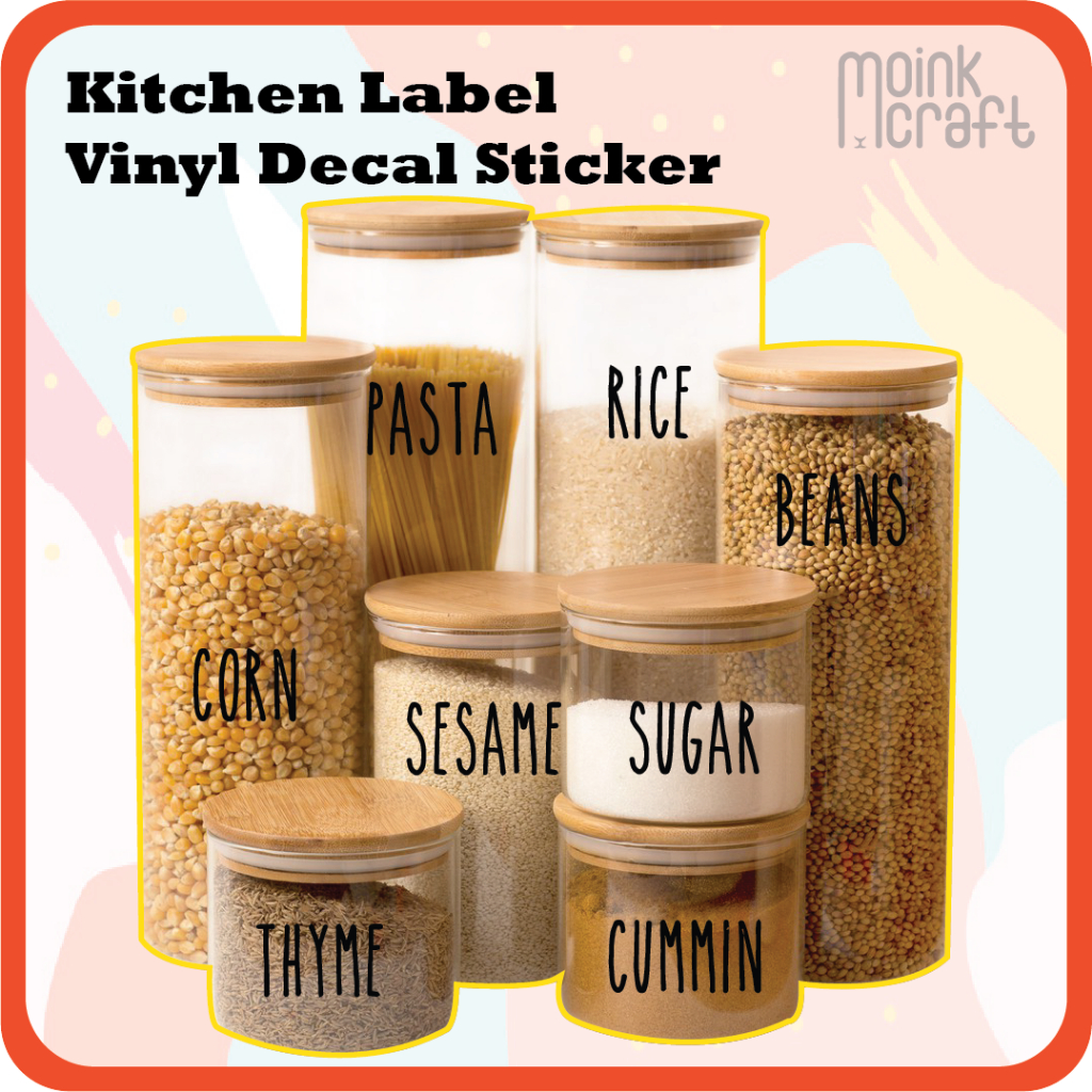 [SHIPS IN 24H] Customise Labels Storage Container Vinyl Decal Sticker ...