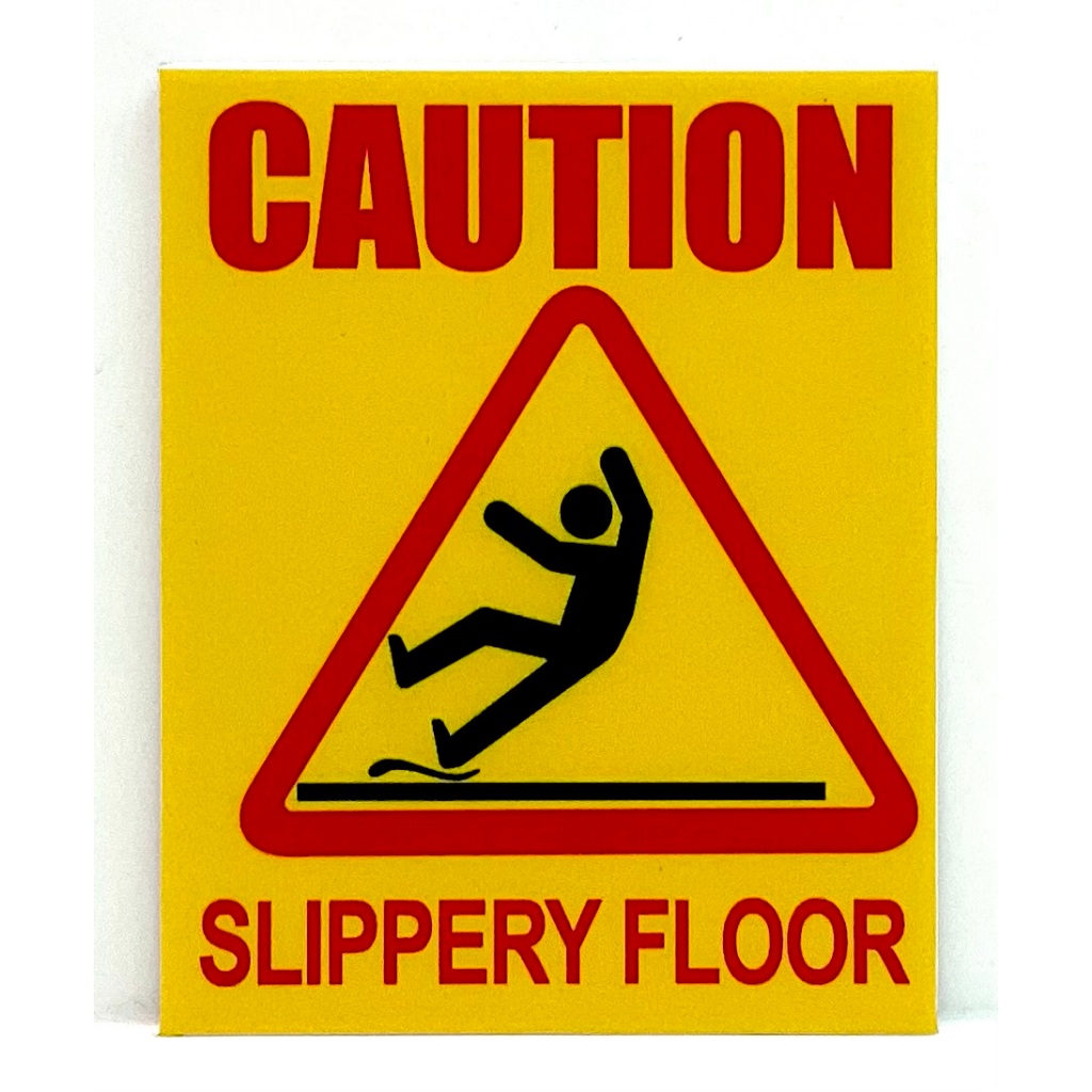 CAUTION SLIPPERY FLOOR SIGN/SIGNAGE | 80mm x 100mm | INSTRUCTION SIGN ...