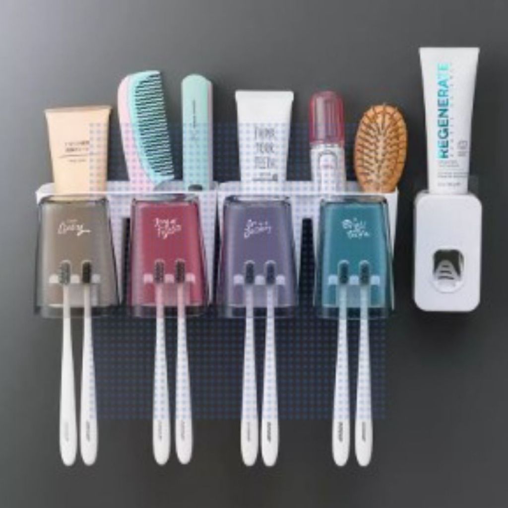 SG STOCK Toothbrush Rack Wall-Mount Household Mouthwash and Toothpaste ...