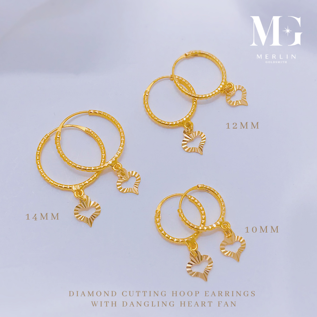 Merlin Goldsmith 22K 916 Gold Diamond Cutting Hoop Earrings with ...