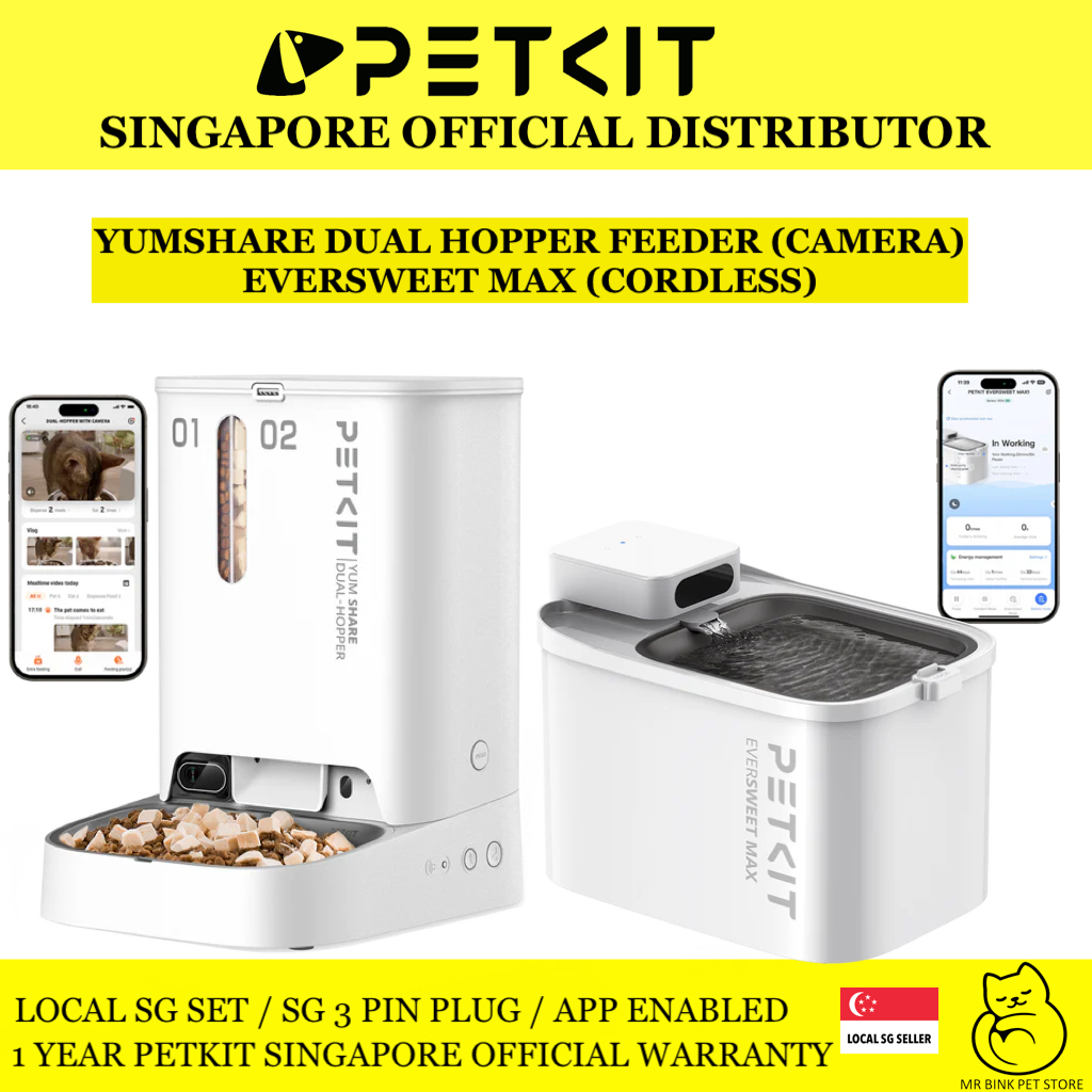 (PACKAGE DEAL) PETKIT YUMSHARE DUAL HOPPER CAMERA FEEDER (5L ...
