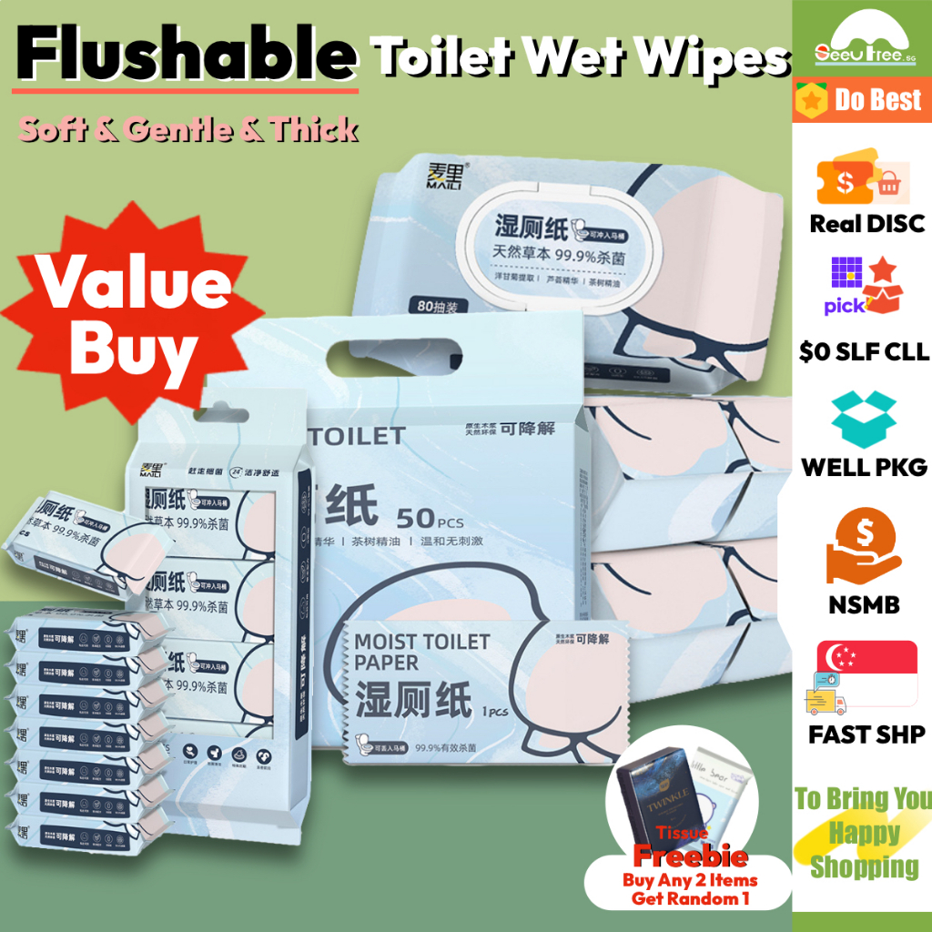 Flushable Wet Toilet Tissue | Portable Premoistened Toilet Wipes Pocket ...