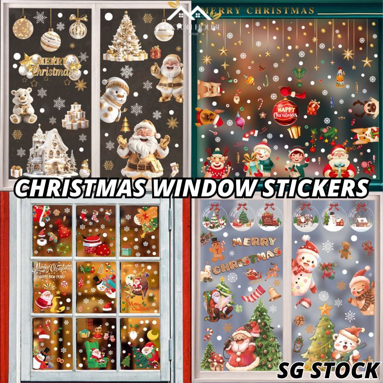 {SG} Christmas Window Stickers XMAS Decoration Door Sticker Christmas ...