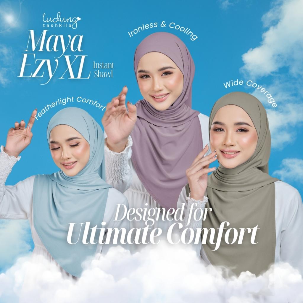 Maya Ezy XL Instant Shawl with Attached Inner | Wider Coverage | Twill ...