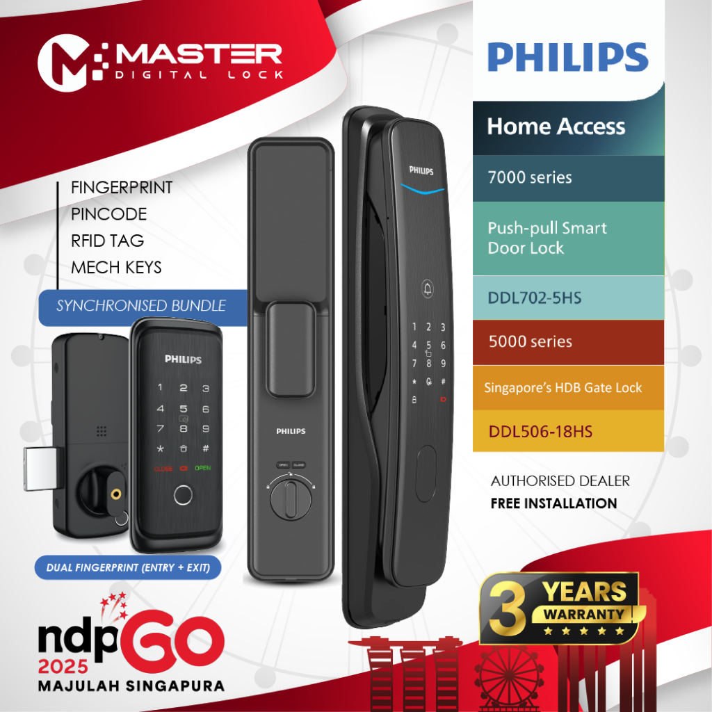 3 Years Warranty - Philips DDL702-5HS Digital Door Lock / DDL506 ...