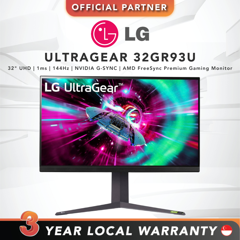 [FAST SHIP] LG Ultragear 32GR93U | 32" UHD | 1ms | 144Hz | G-SYNC | AMD ...