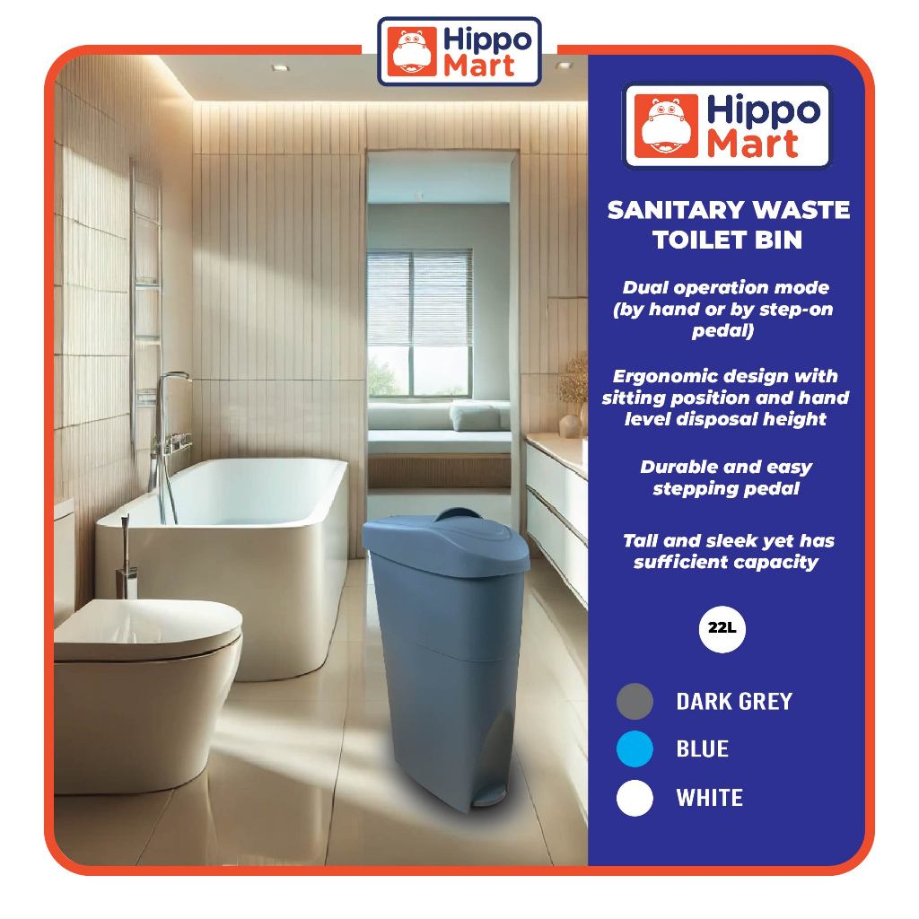 Sanitary Dustbin | Waste Bin | Rubbish Bin | Toilet Bin | 22L | Trash ...