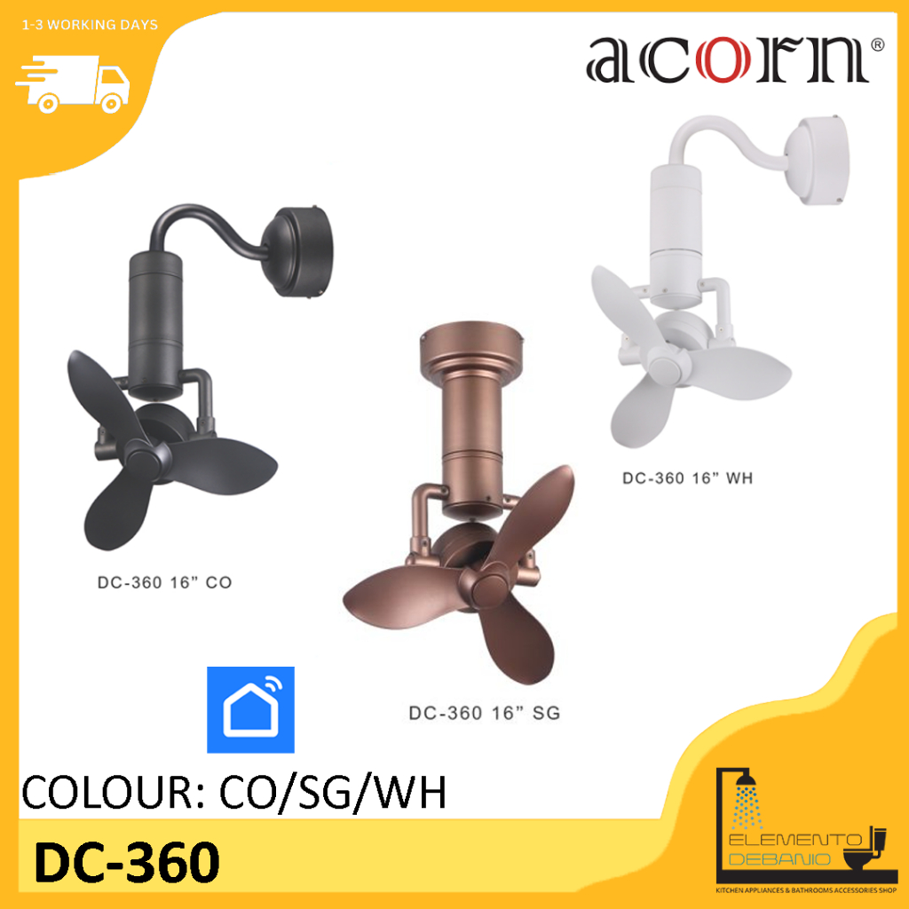 (PRE ORDER) Acorn DC-360 Smart Corner fan 16 Inch Eco Ceiling Fan with ...